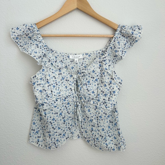 KIRIOUS LOS ANGELES | Tops | Kirious Floral Flutter Sleeve Tie Front ...